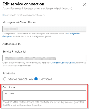 Azure DevOps service connection with Service Principal using Certificate